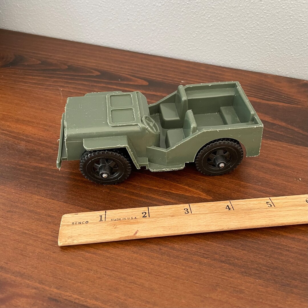 Vintage Timm-mee Toys Plastic Army Jeep, 5.5", Bel. 80's ?, VG, Vintage ...