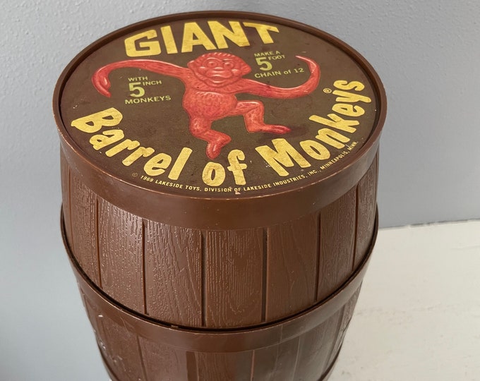 C1966 ('69 Release) "giant Barrel of Monkeys", # 8303, 9.75" Tall, VG ...