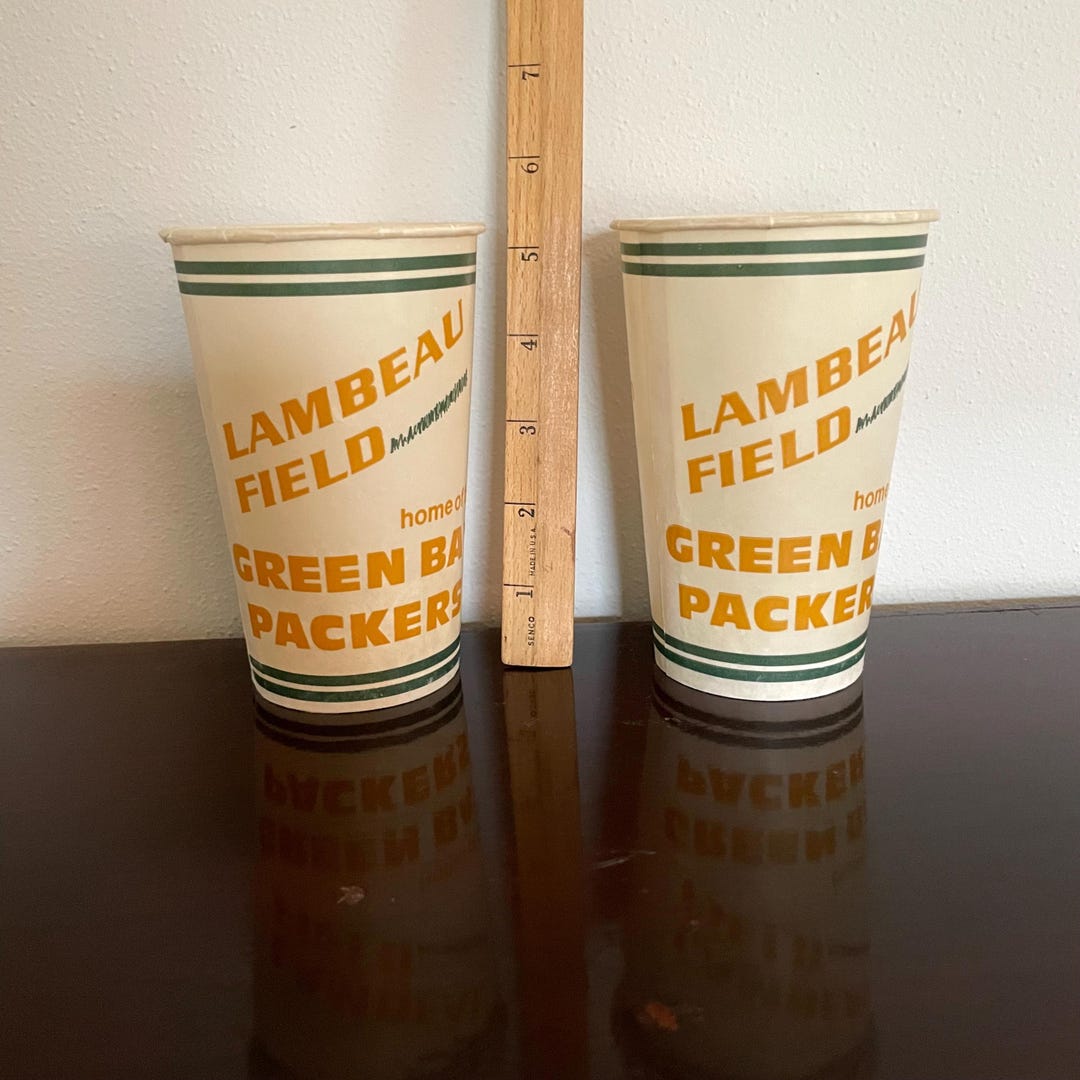 2 Vintage Waxed Paper Green Bay Packer Beer Cups, Bel. '80's/older, 20 ...