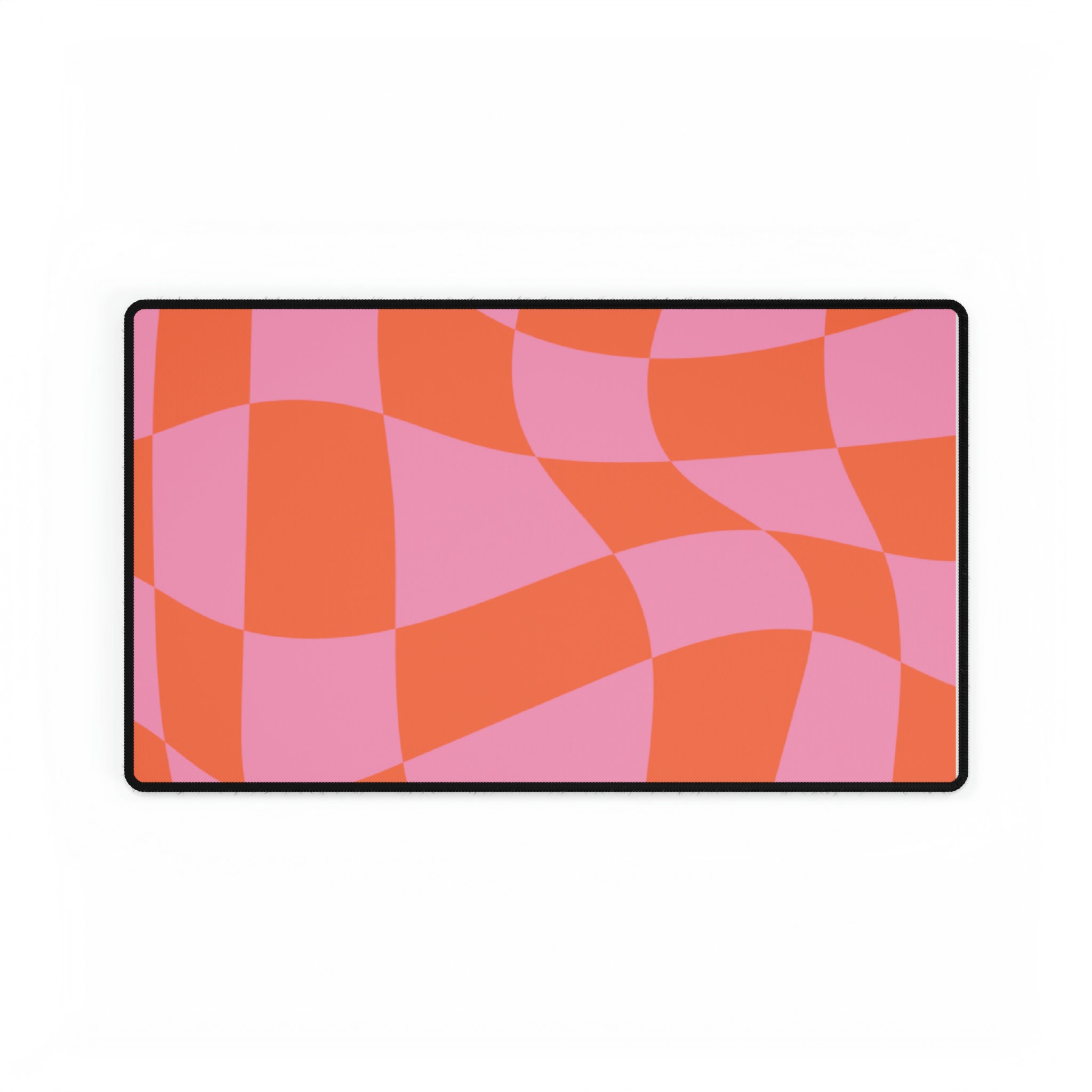 Pink and Orange Wavy Checkerboard Desk Mat, Office, Work, Co-worker ...