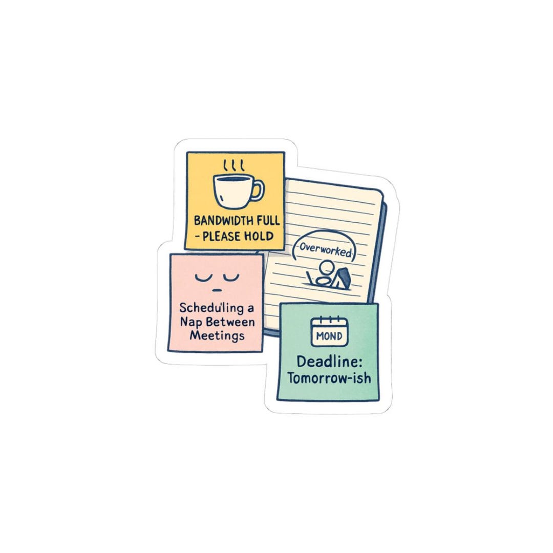 Overworked Planner Stickers Kiss-cut Stickers | Cute Office Schedule ...