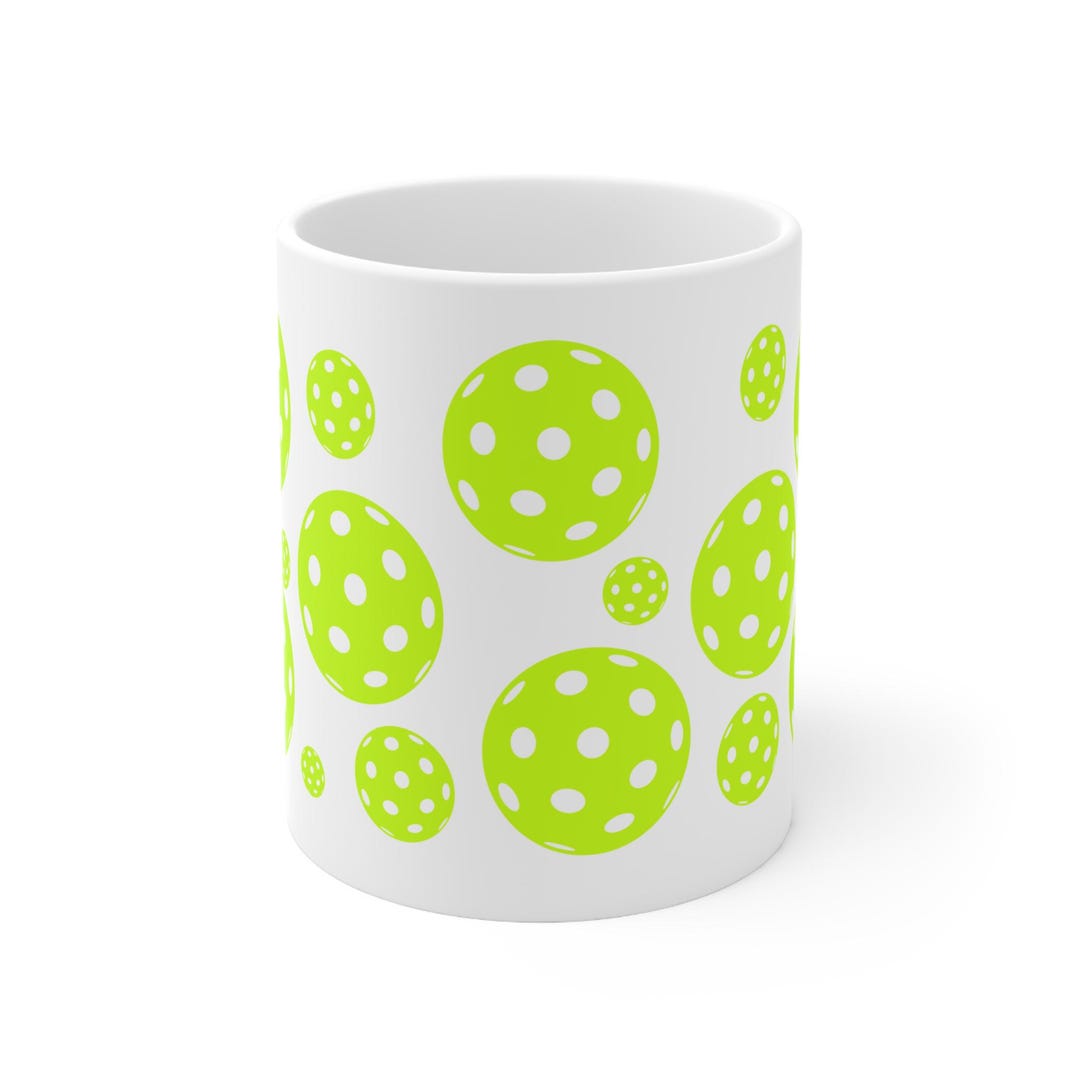 Pickleball Ceramic Coffee Cups, 11oz, 15oz, Lots of Balls, Pickleball ...