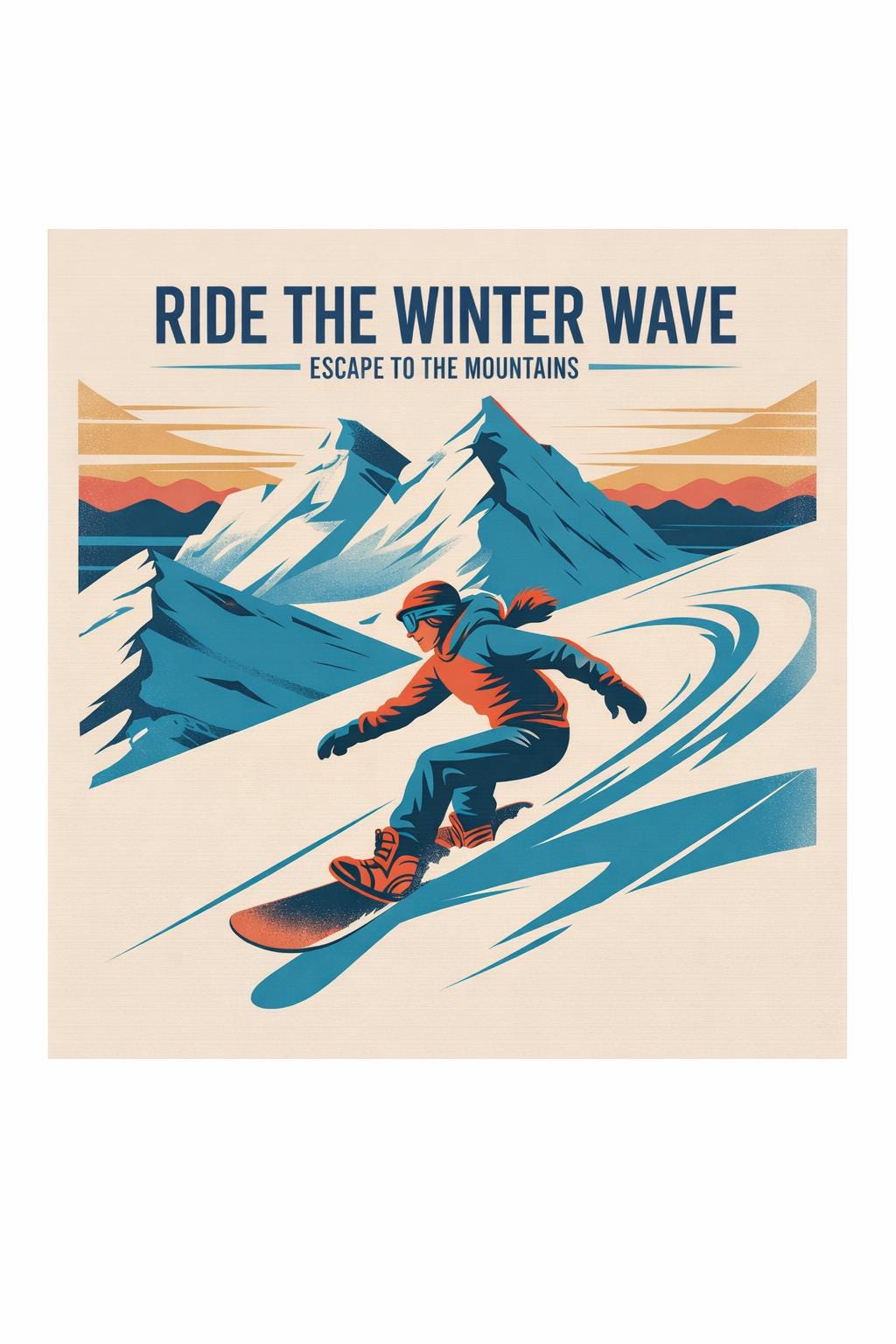 Retro Snowboarder Printable Wall Art | Vintage Mountain Snowboarder ...