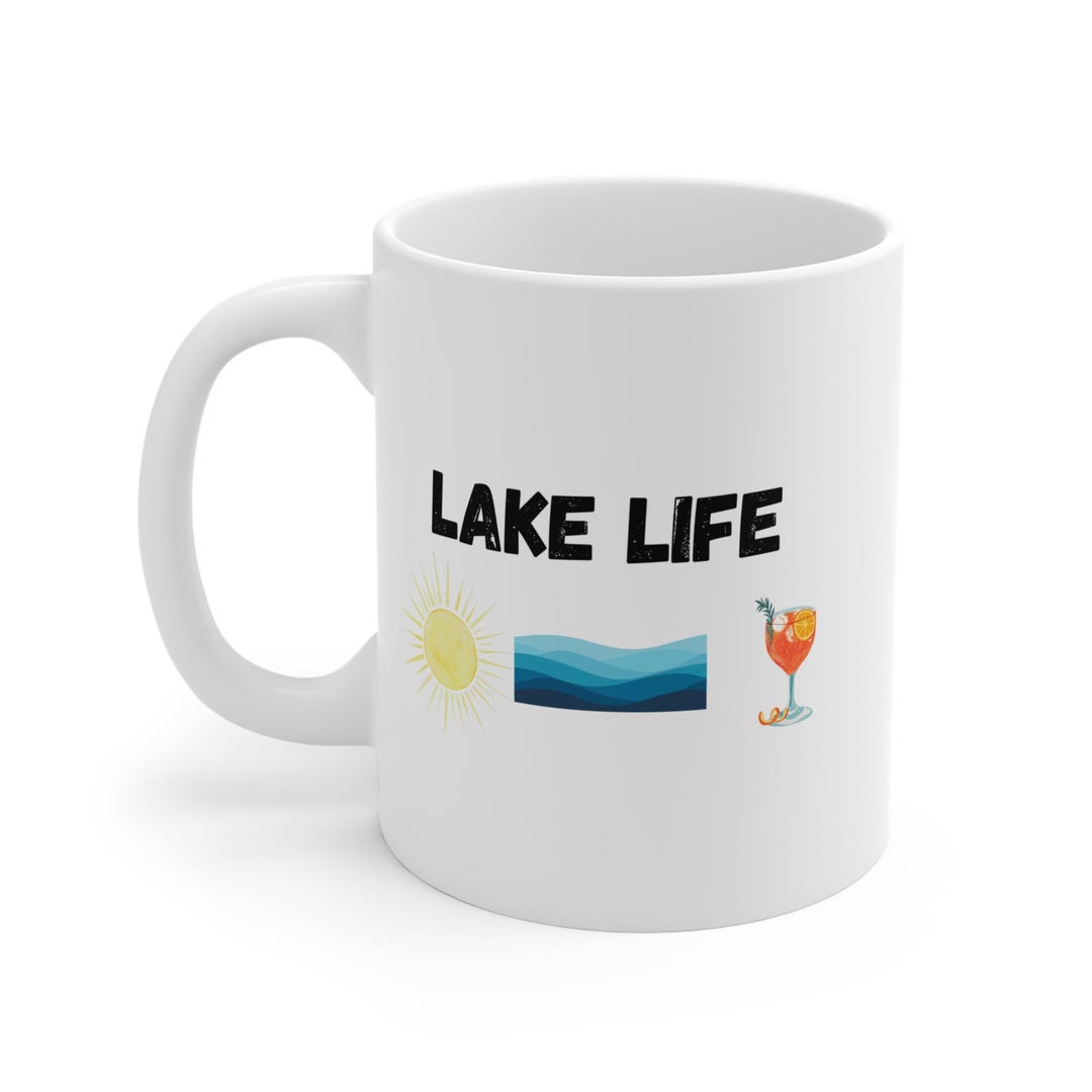 Lake Life Ceramic Mug: Water, Sun & Cocktails - Gift for Nature Lover ...