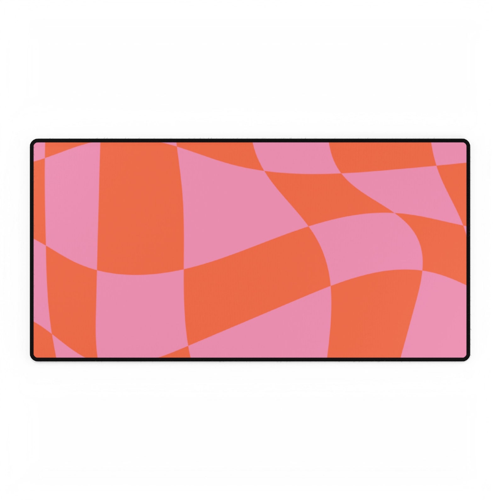 Pink and Orange Wavy Checkerboard Desk Mat, Office, Work, Co-worker ...
