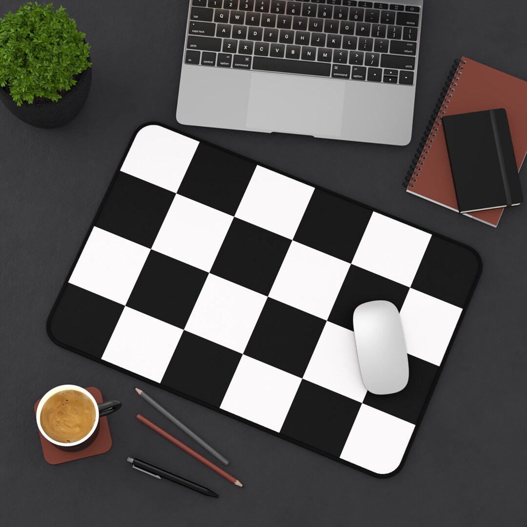 Checkerboard Desk Mat: Black and White Retro Office Decor - Etsy