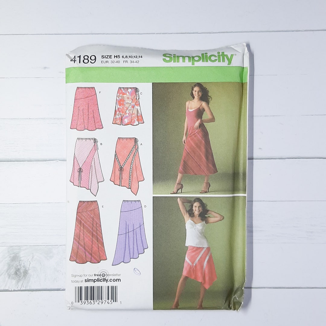Vintage Simplicity 4189 Y2k Bias Pull on Patchwork Skirt Sewing Pattern ...