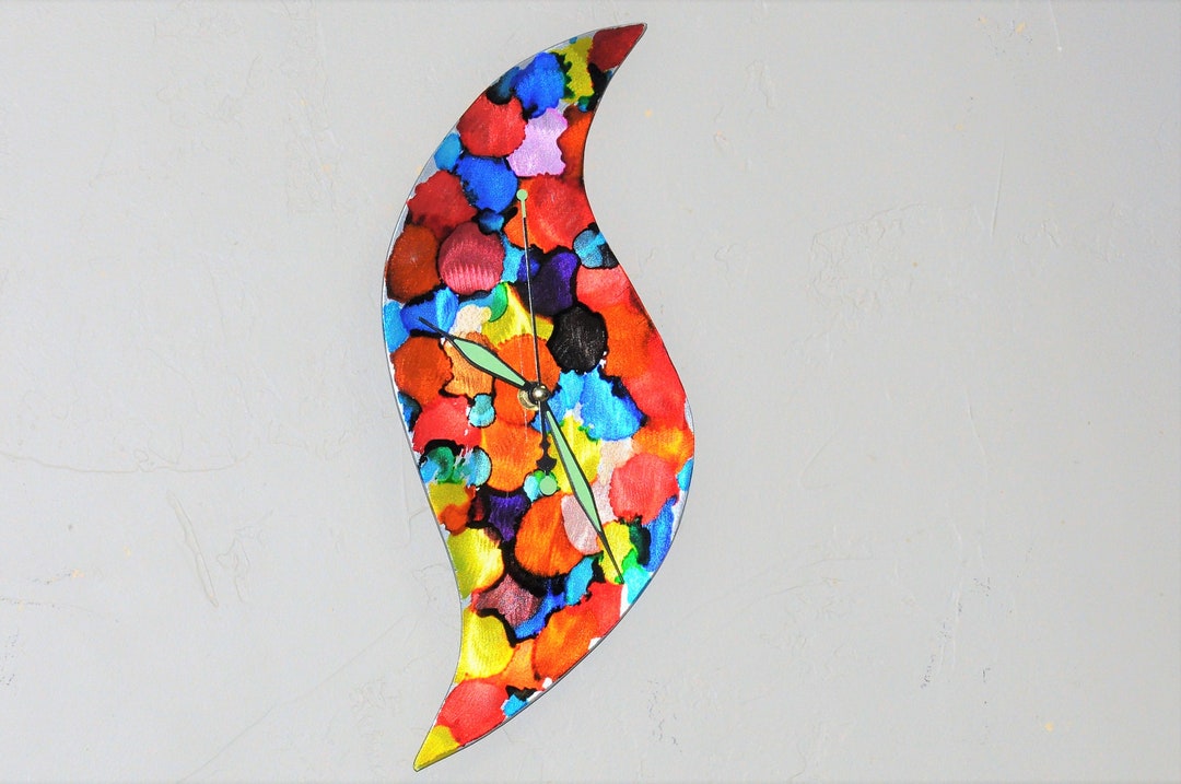 Contemporary Wall Clock, Multi-colored Wall Clock, Abstract Clock, Wall ...