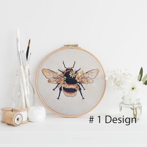 Bumblebee Finished Embroidery Hoop Art, Finished Embroidery Bee, Hoop ...