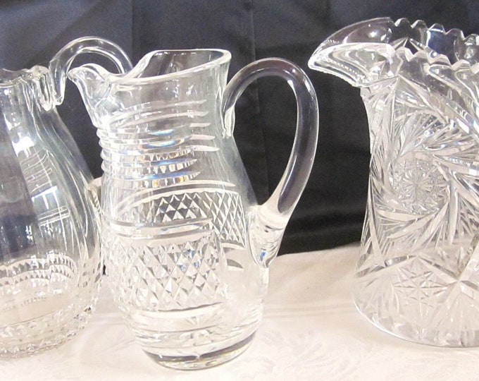 Lead Crystal Pitchers, Choice: Antique Crystal Circle Pattern Pitcher ...