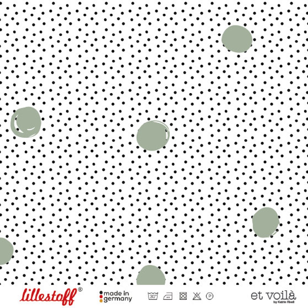ORGANIC Cotton Jersey Waffle Dots Fog Green Lillestoff Fabric Mint ...