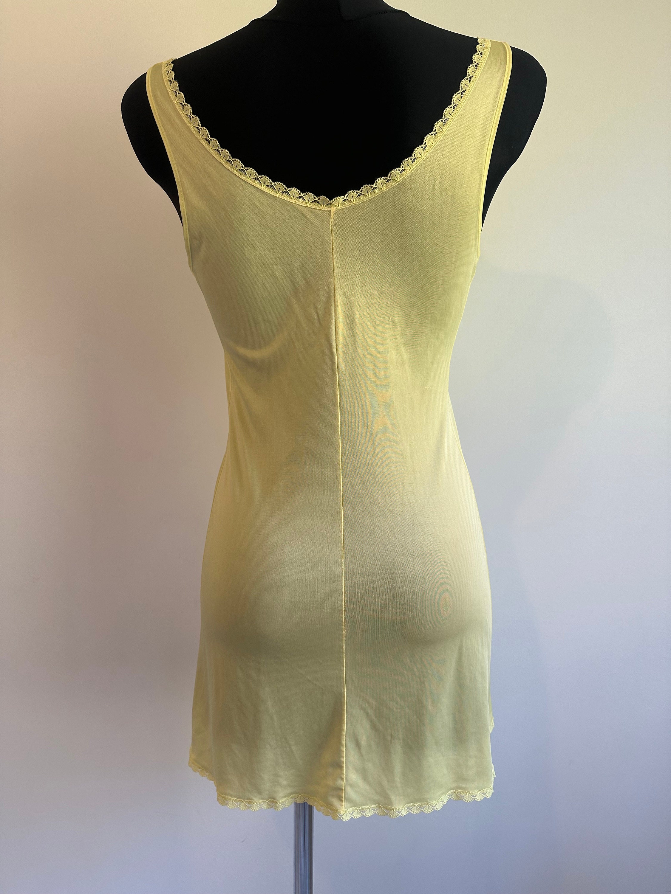 1980s Soviet Vintage Full Slip Negligee Yellow Nylon Lace Lingerie ...