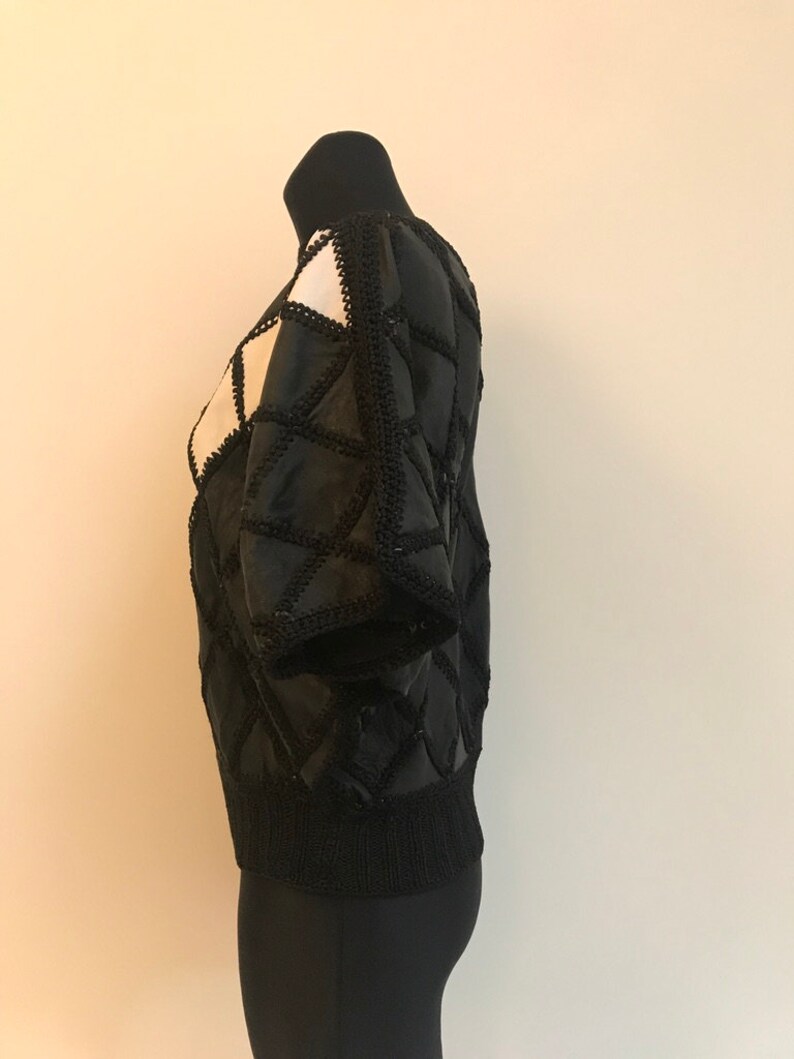 1990's Vintage Rhombus Leather Pullover Black White Crop - Etsy