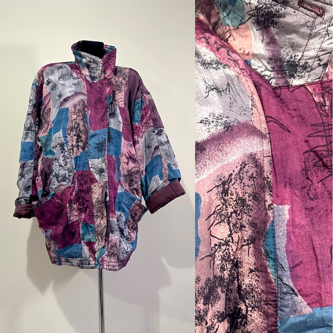 80s Vintage Colorful Abstract Jacket Parka Hipster Abstract Crazy Funky ...