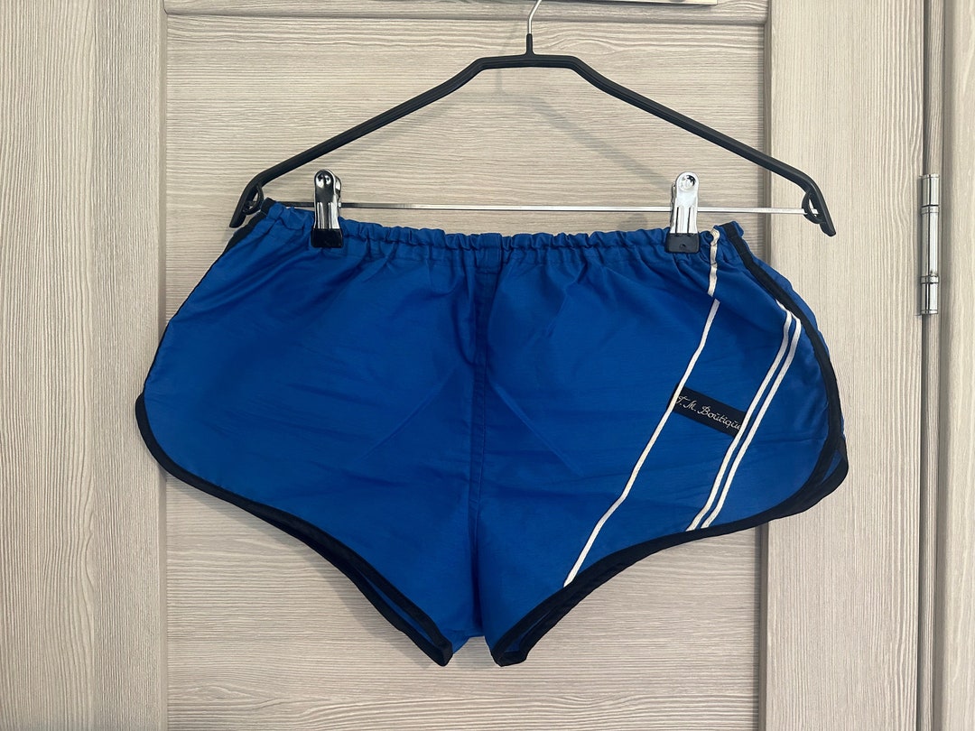 80s Vintage Blue Running Shorts White Stripes Men's Athletic Shorts ...