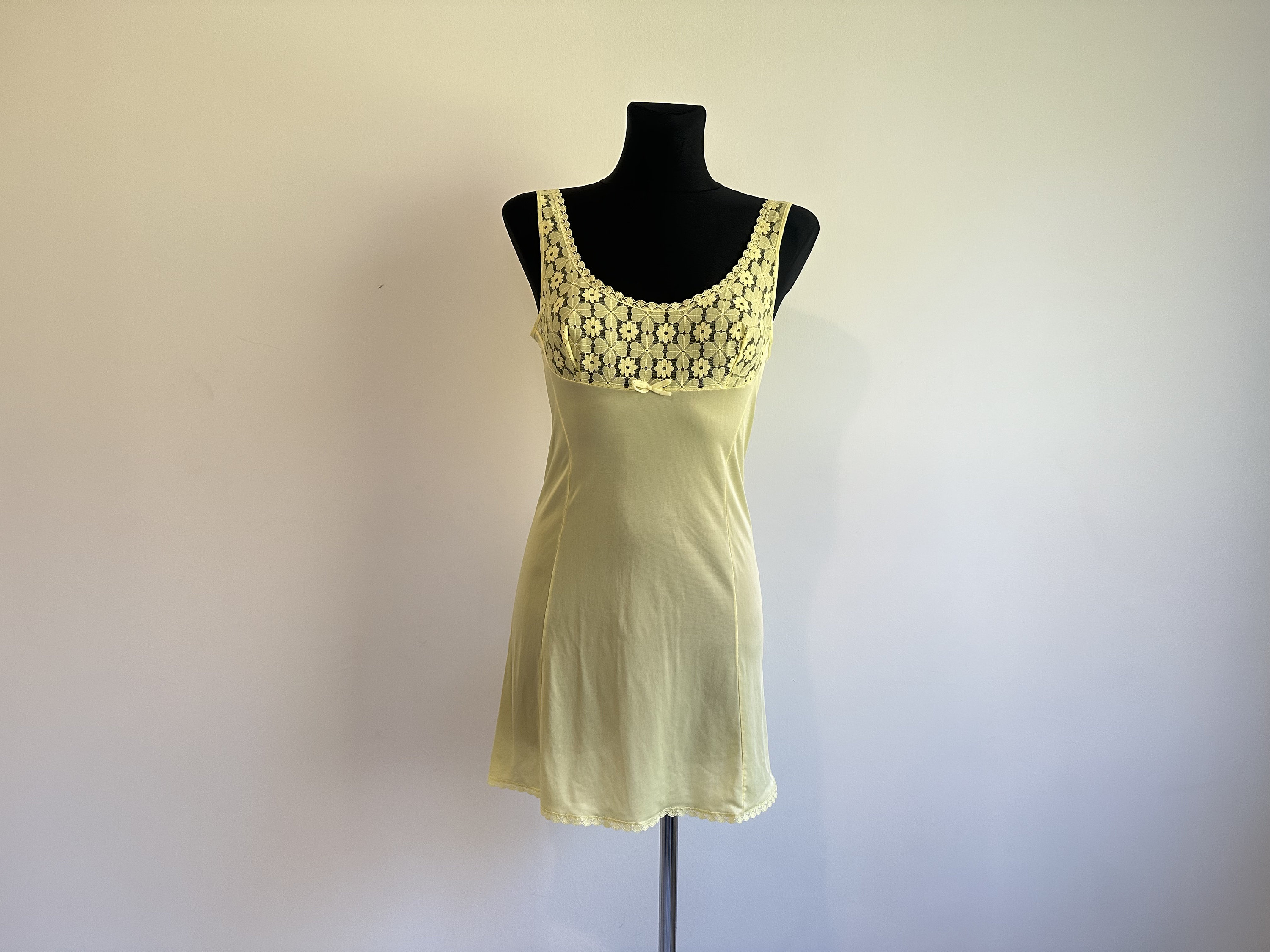 1980s Soviet Vintage Full Slip Negligee Yellow Nylon Lace Lingerie ...