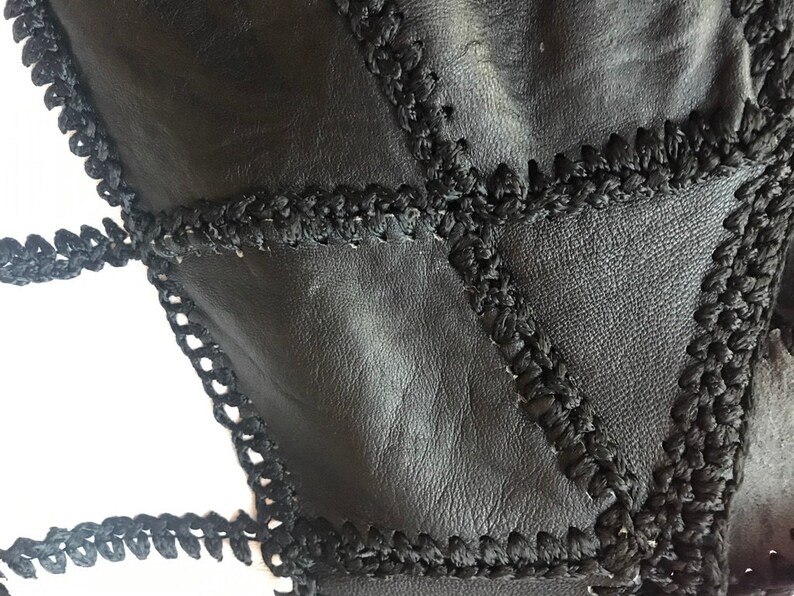 1990's Vintage Rhombus Leather Pullover Black White Crop - Etsy