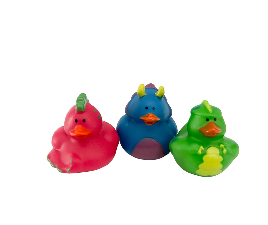 Dinosaur Themed Yellow Rubber Dino Duck Ducks - Pink Blue Green ...
