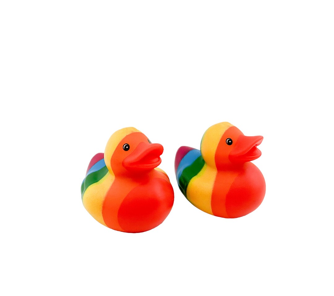 Pride Themed Yellow Rubber Duck Ducks - Multicolored Striped Rainbow ...