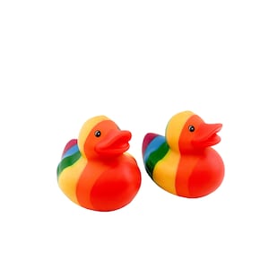 Pride Themed Yellow Rubber Duck Ducks - Multicolored Striped Rainbow ...