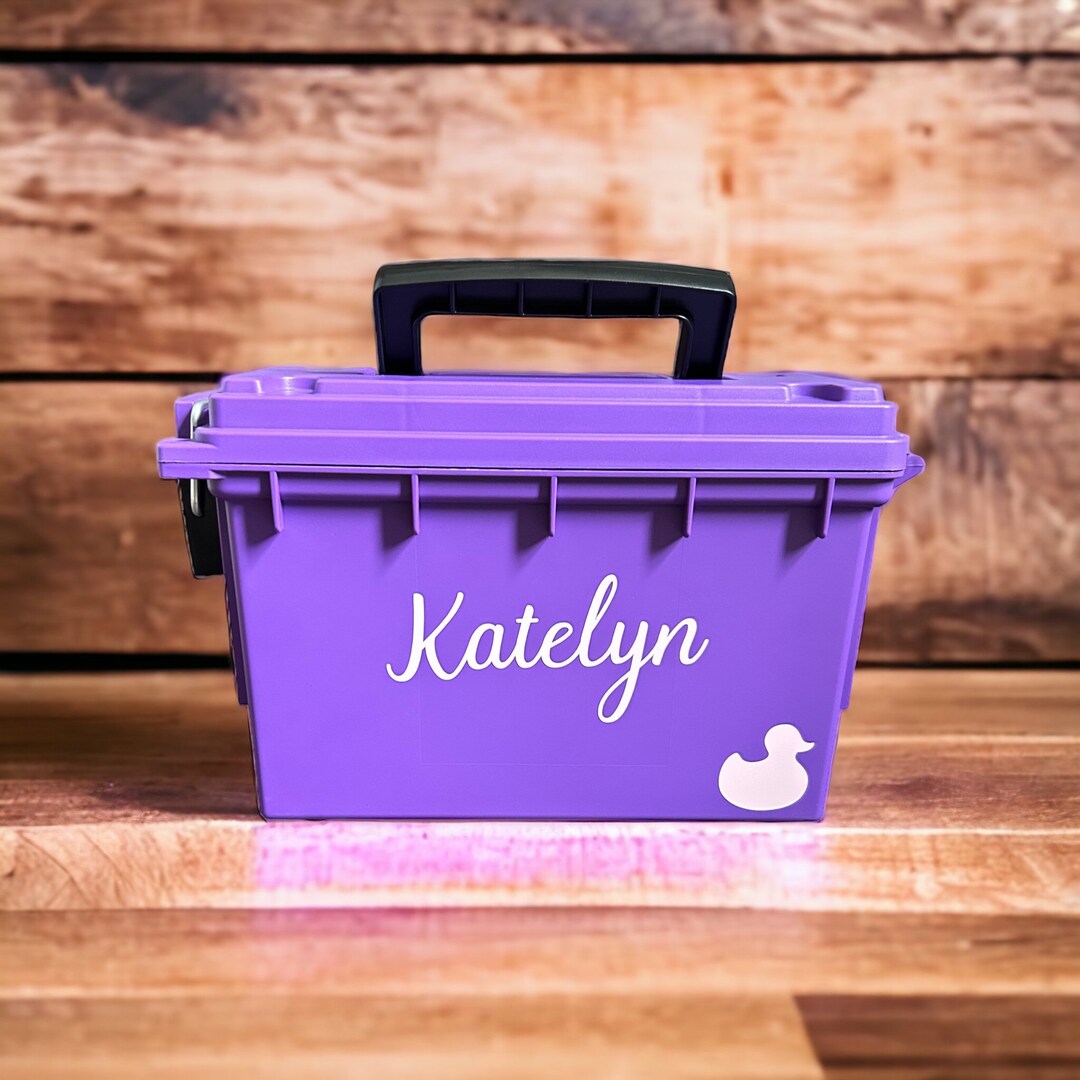 Personalized Custom Color Cursive Name Plastic Rubber Duck Ducking Box ...