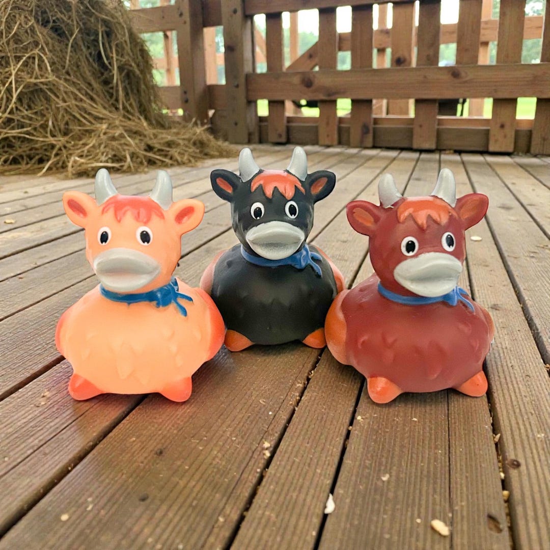 Highland Cow Themed Rubber Duck Ducks - Brown Tan Black - Farmer ...