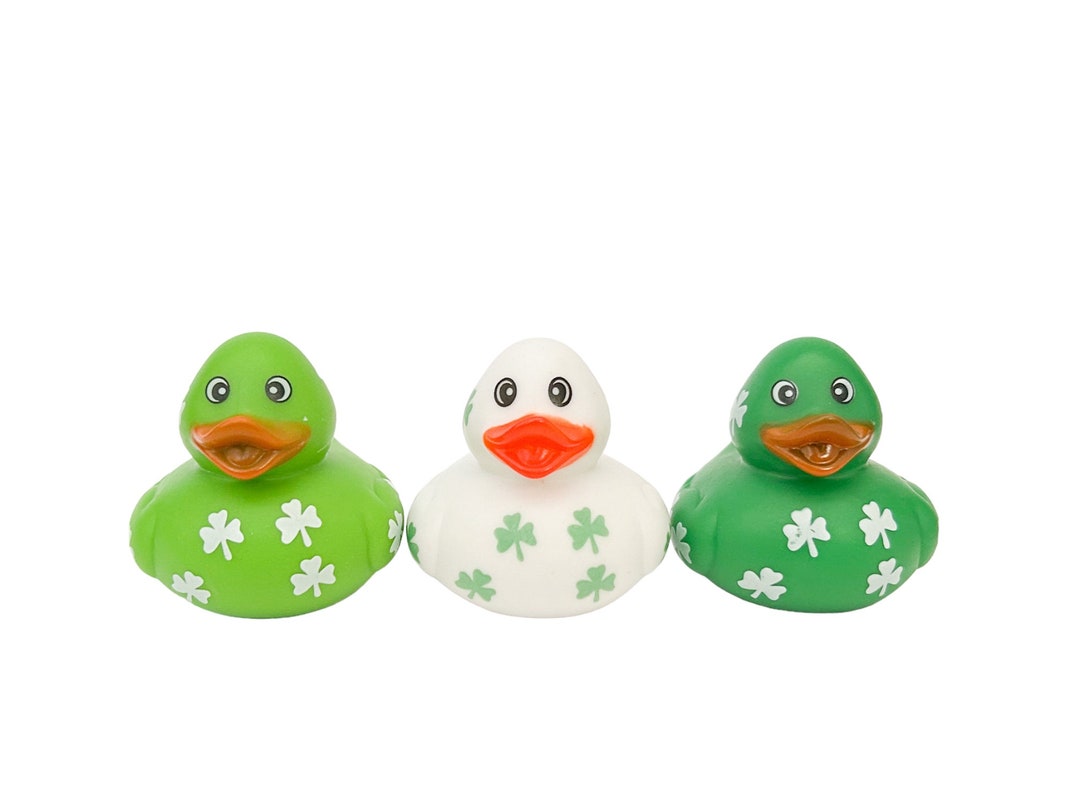 Shamrock Themed Green White Rubber Duck Ducks - Clover Good Luck ...