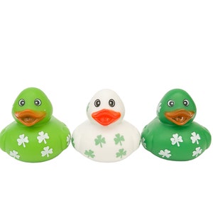 Shamrock Themed Green White Rubber Duck Ducks - Clover Good Luck ...