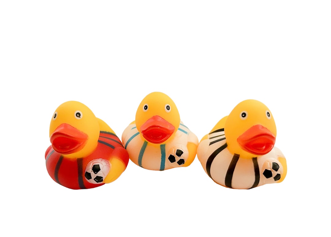 Soccer Sport Sports Themed Rubber Duck Ducks Red Blue Black White ...