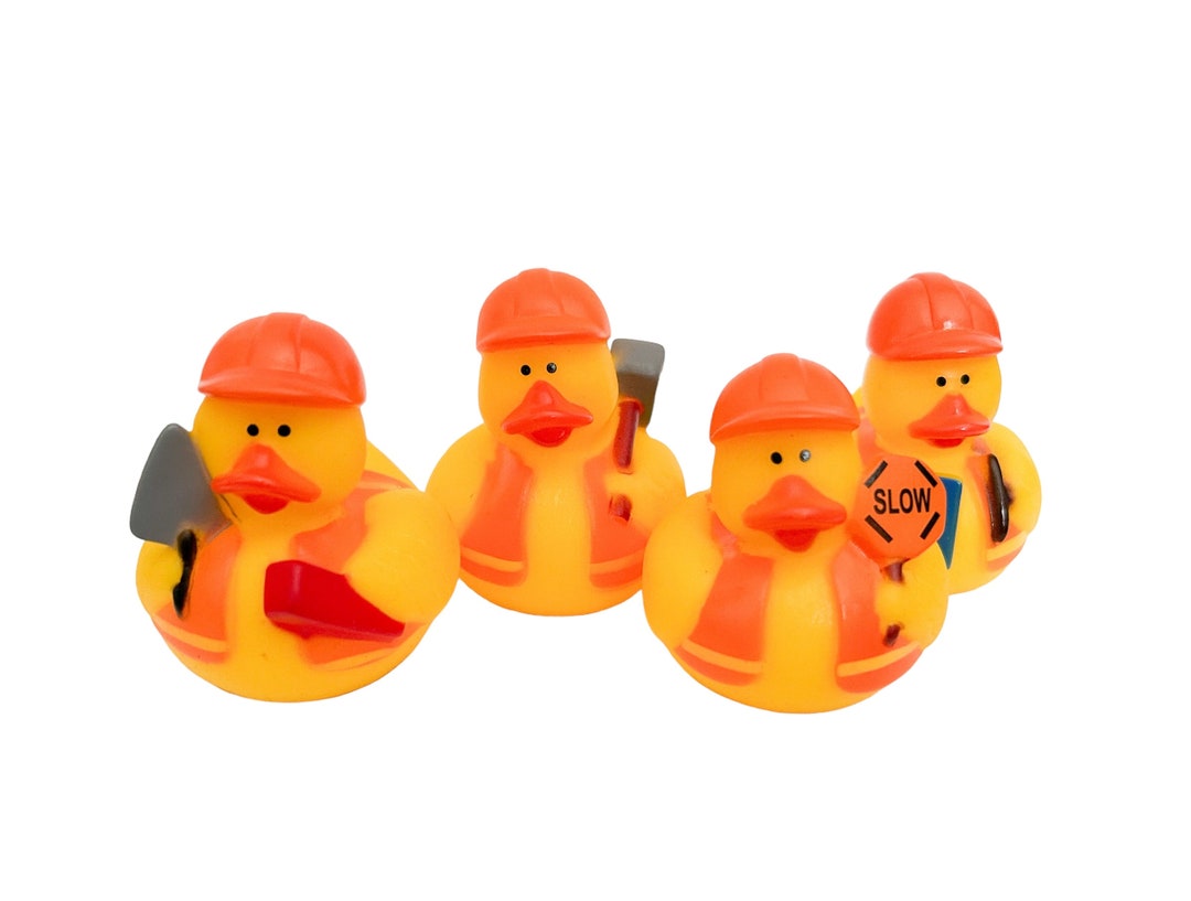 Construction Themed Yellow Rubber Duck Ducks - Hard Hat Orange ...