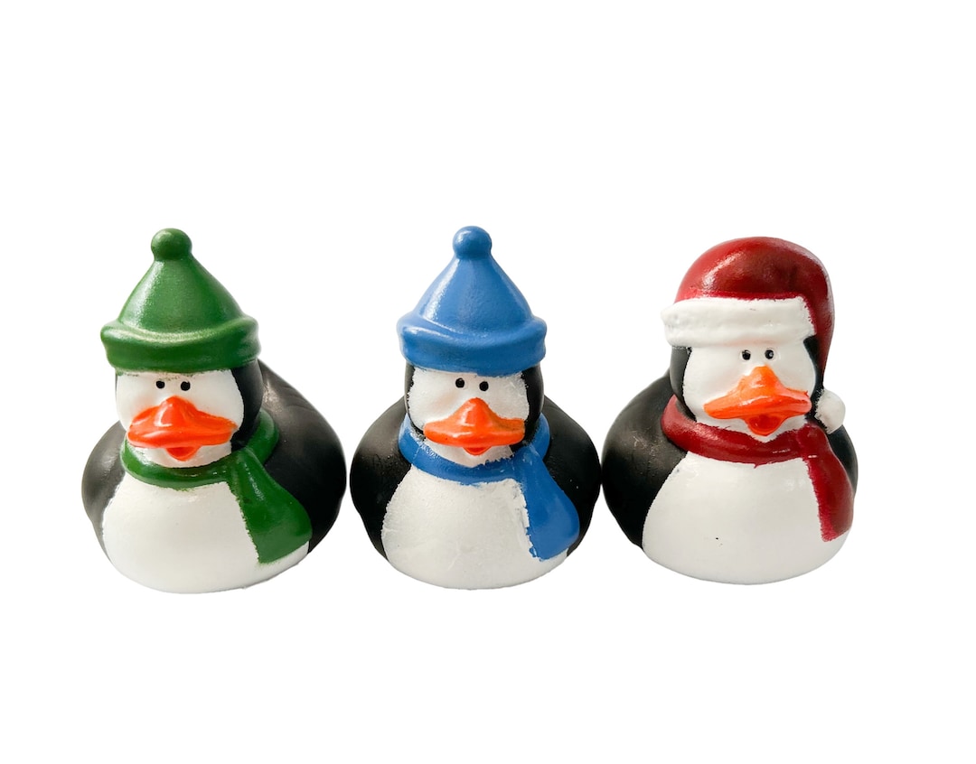 Winter Holiday Penguin Themed Rubber Duck Ducks Red Green Blue ...