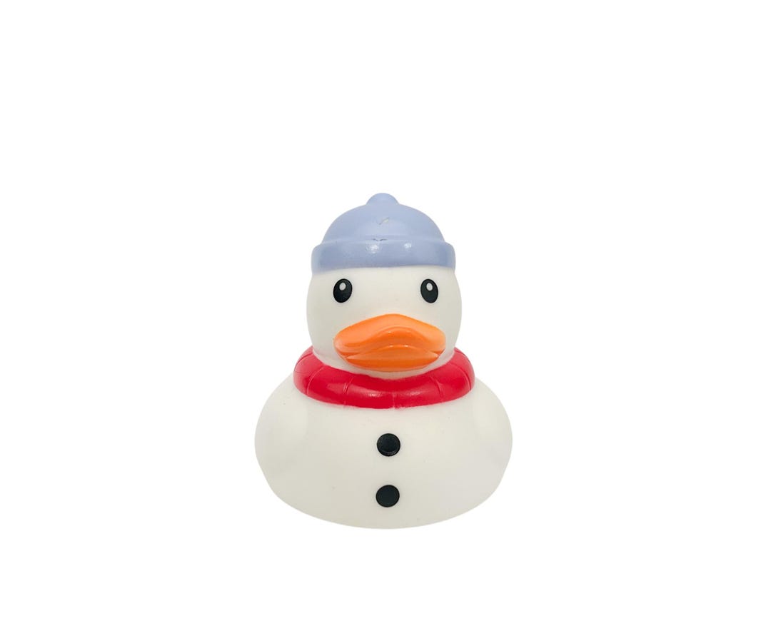 Snowman Blue Hat Themed Gift Rubber Duck Ducks - Christmas Holiday Snow ...