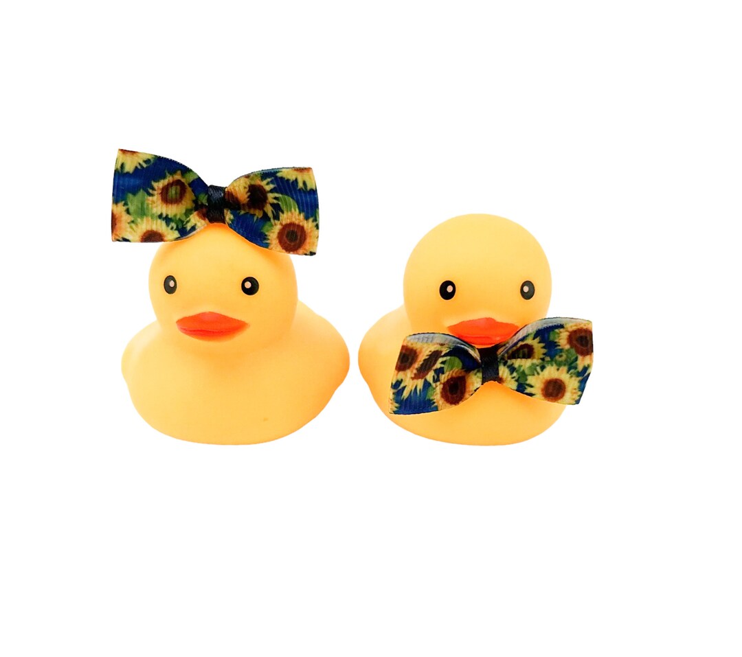 Sunflower Themed Yellow Rubber Duck Ducks - Multi Colored Blue Flower ...