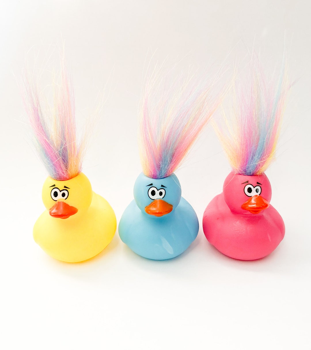 Crazy Silly Hair Themed Rubber Duck Ducks - Multicolored Pink Yellow ...