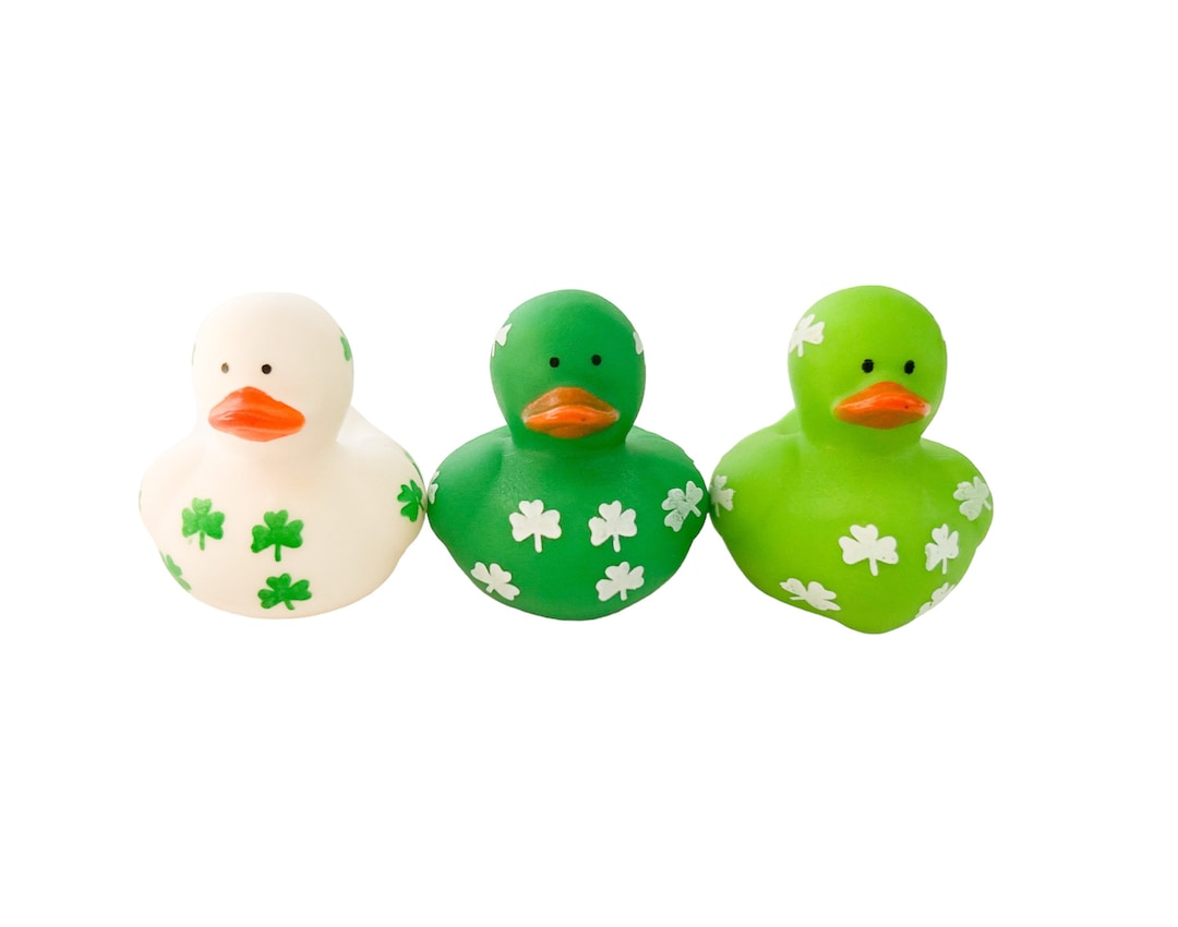 Shamrock Themed Green White Small Rubber Duck Ducks Clover Good Luck ...
