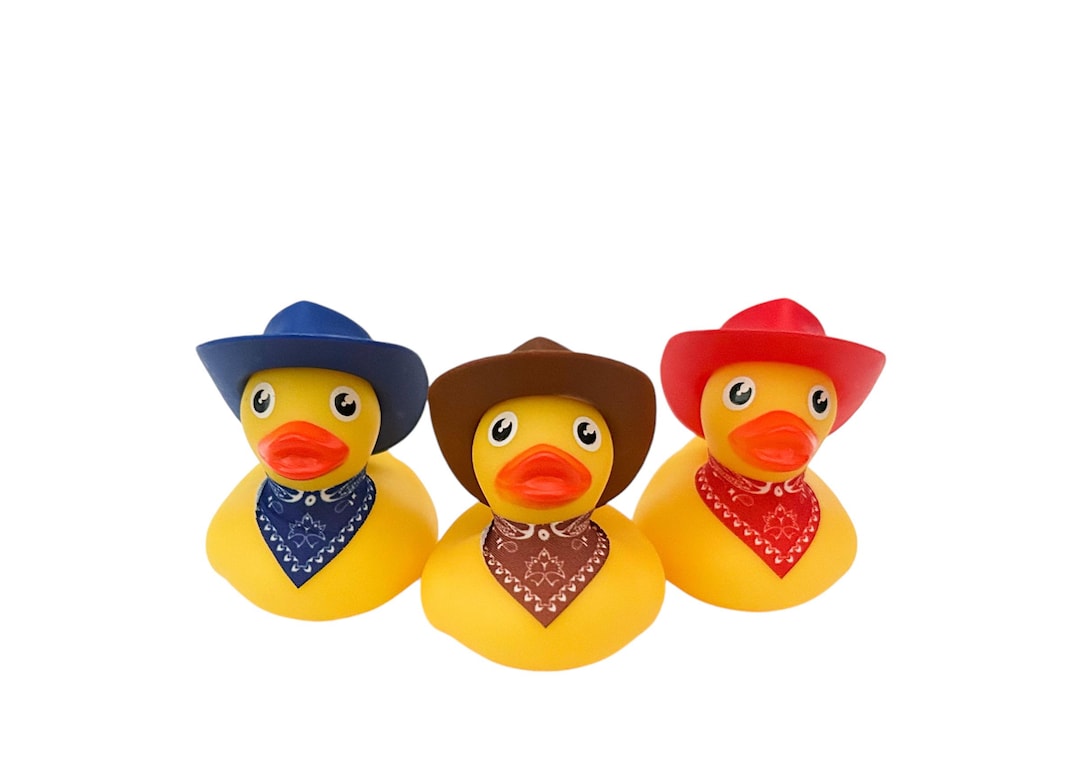 Cowboy Hat Themed Yellow Rubber Bandanna Duck Ducks - Royal Blue Red ...