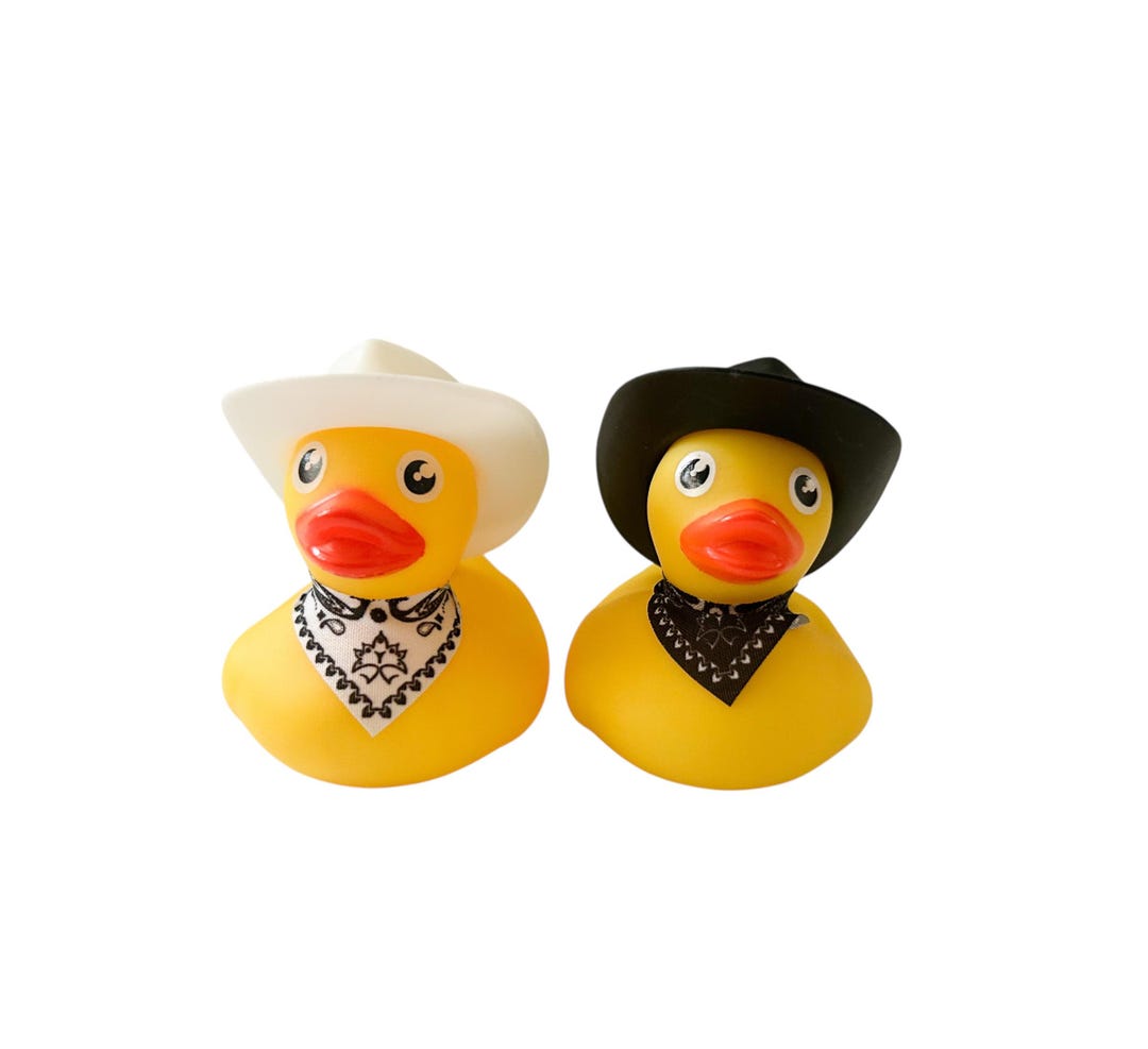 Cowboy Hat Themed Yellow Rubber Bandanna Duck Ducks - Black White ...