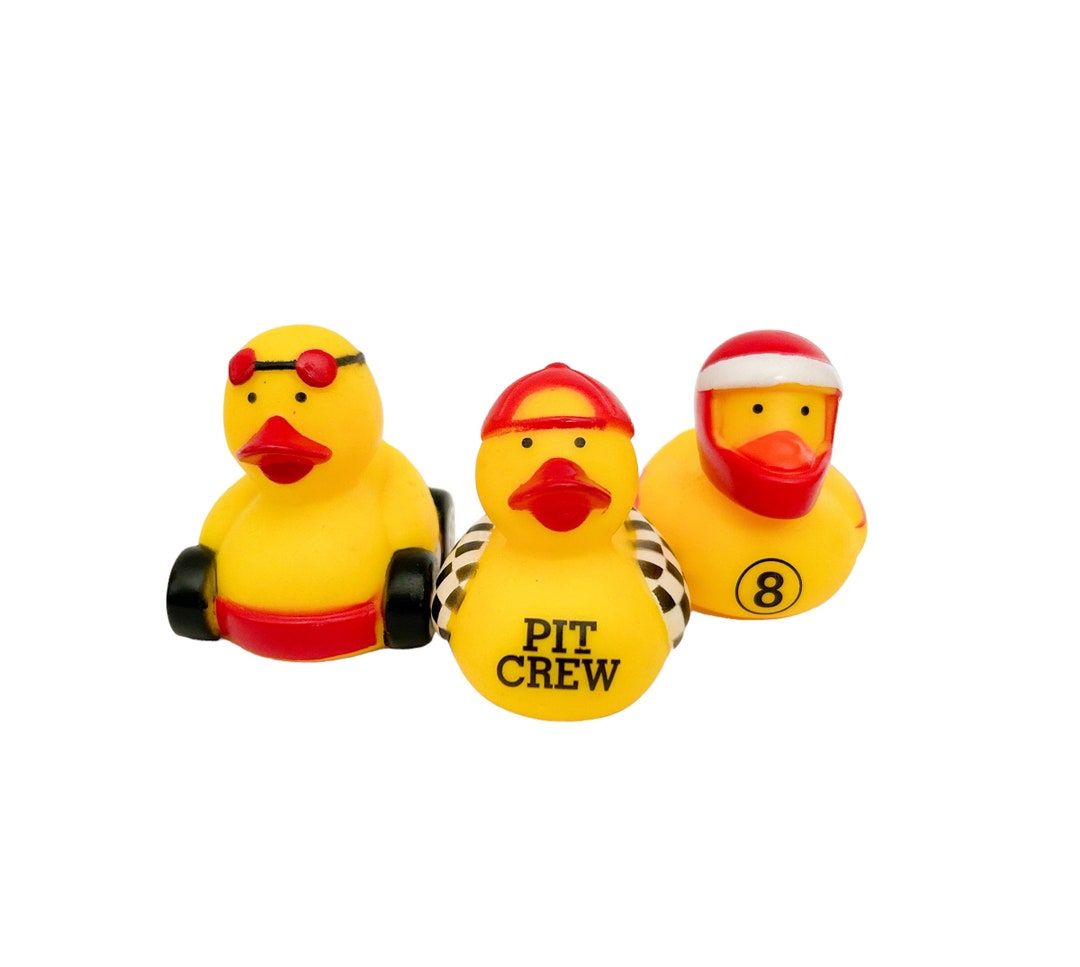 Racing Pit Crew Car Themed Yellow Rubber Duck Ducks - Race Flag ...