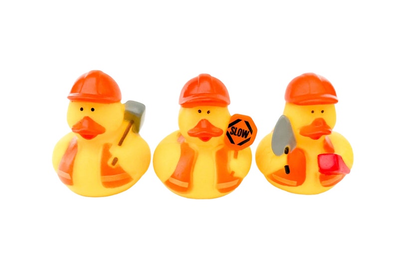 Construction Themed Yellow Rubber Duck Ducks Hard Hat Orange - Etsy
