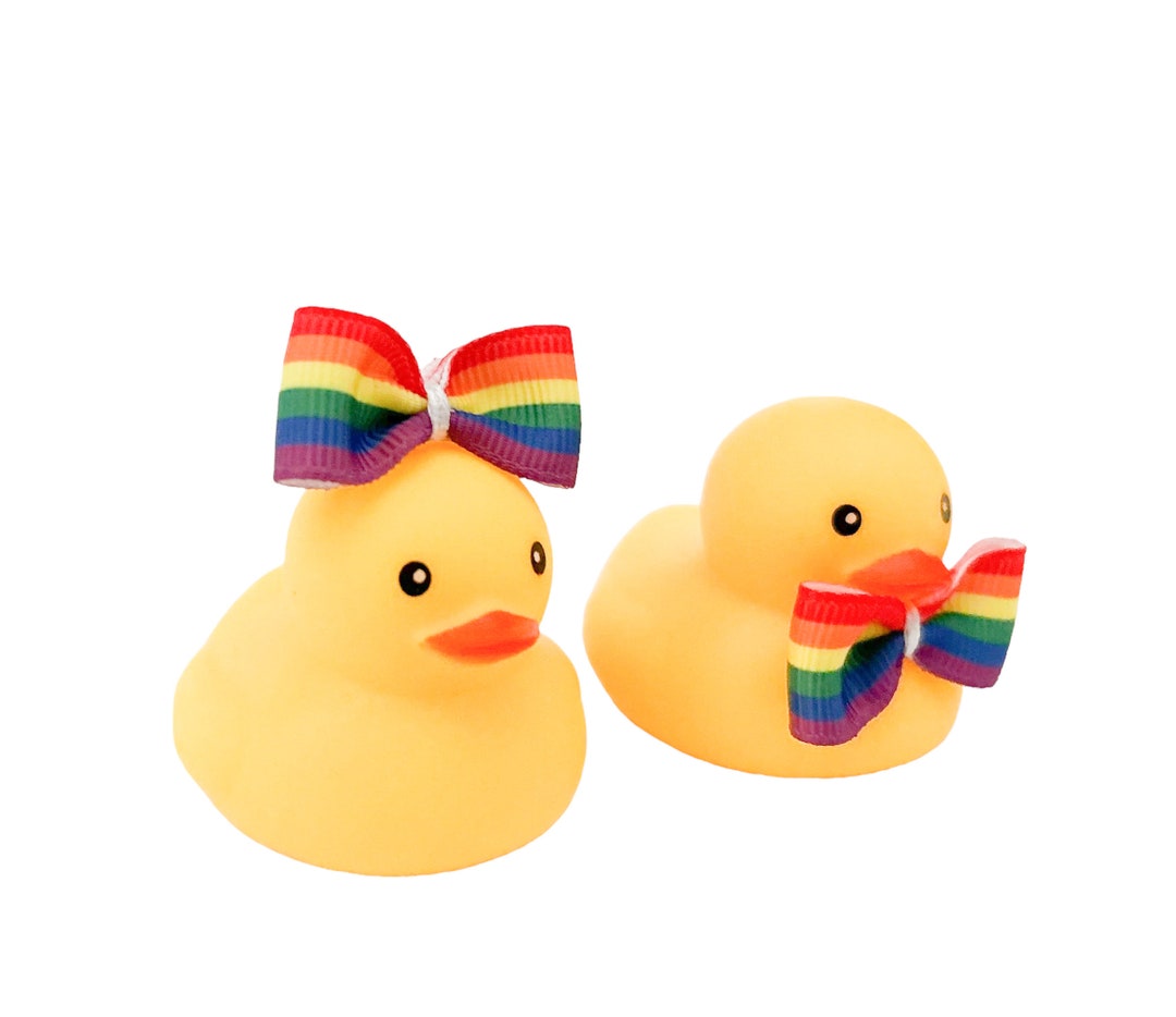 Pride Themed Yellow Rubber Duck Ducks Multicolored Striped Rainbow ...