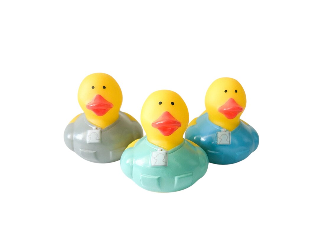 Medical Doctor Nurse Scrub Themed Yellow Rubber Duck Ducks - Gray Blue ...