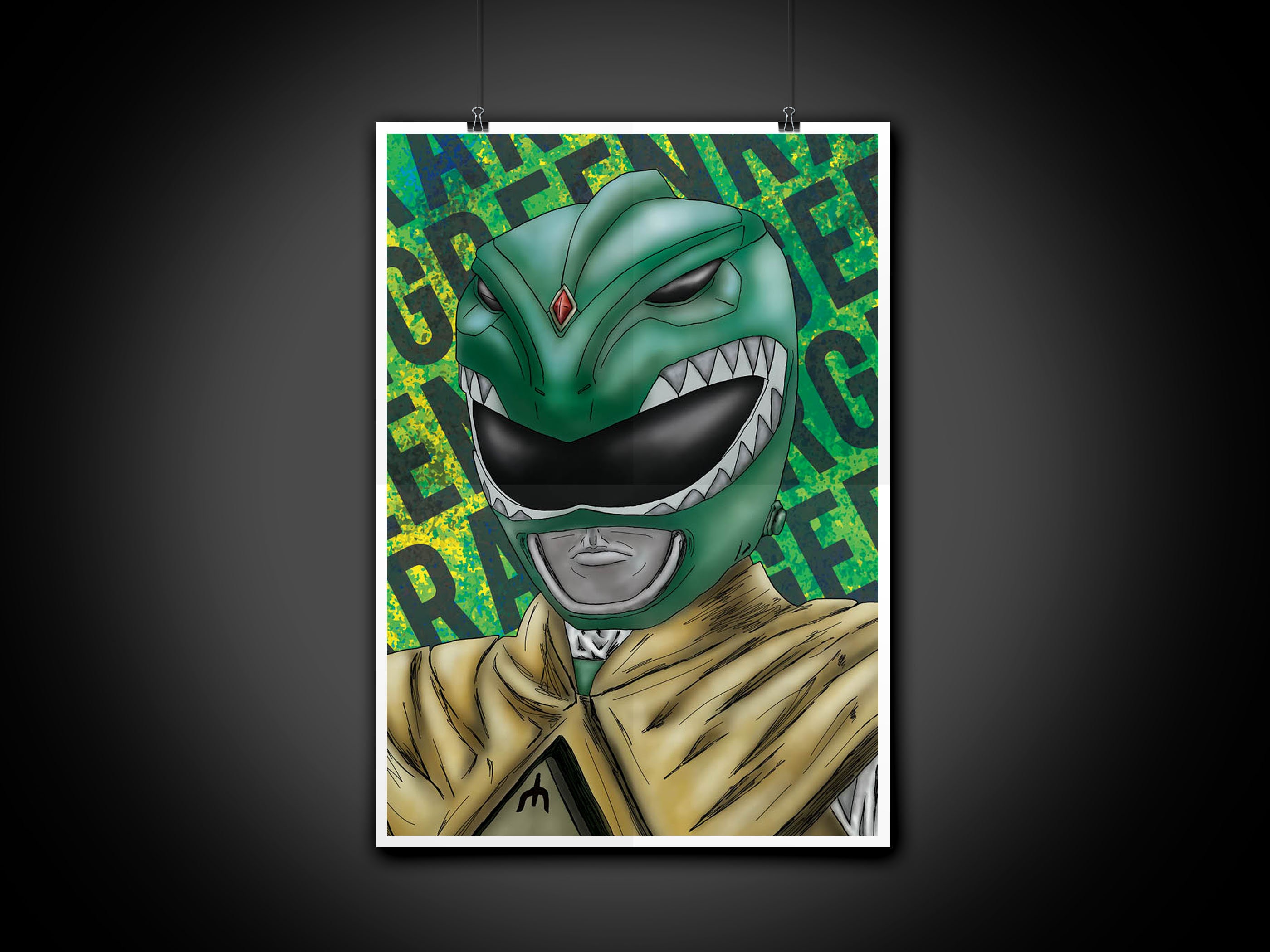 Power Rangers Green Ranger Color Portrait Art Illustration Print Wall ...