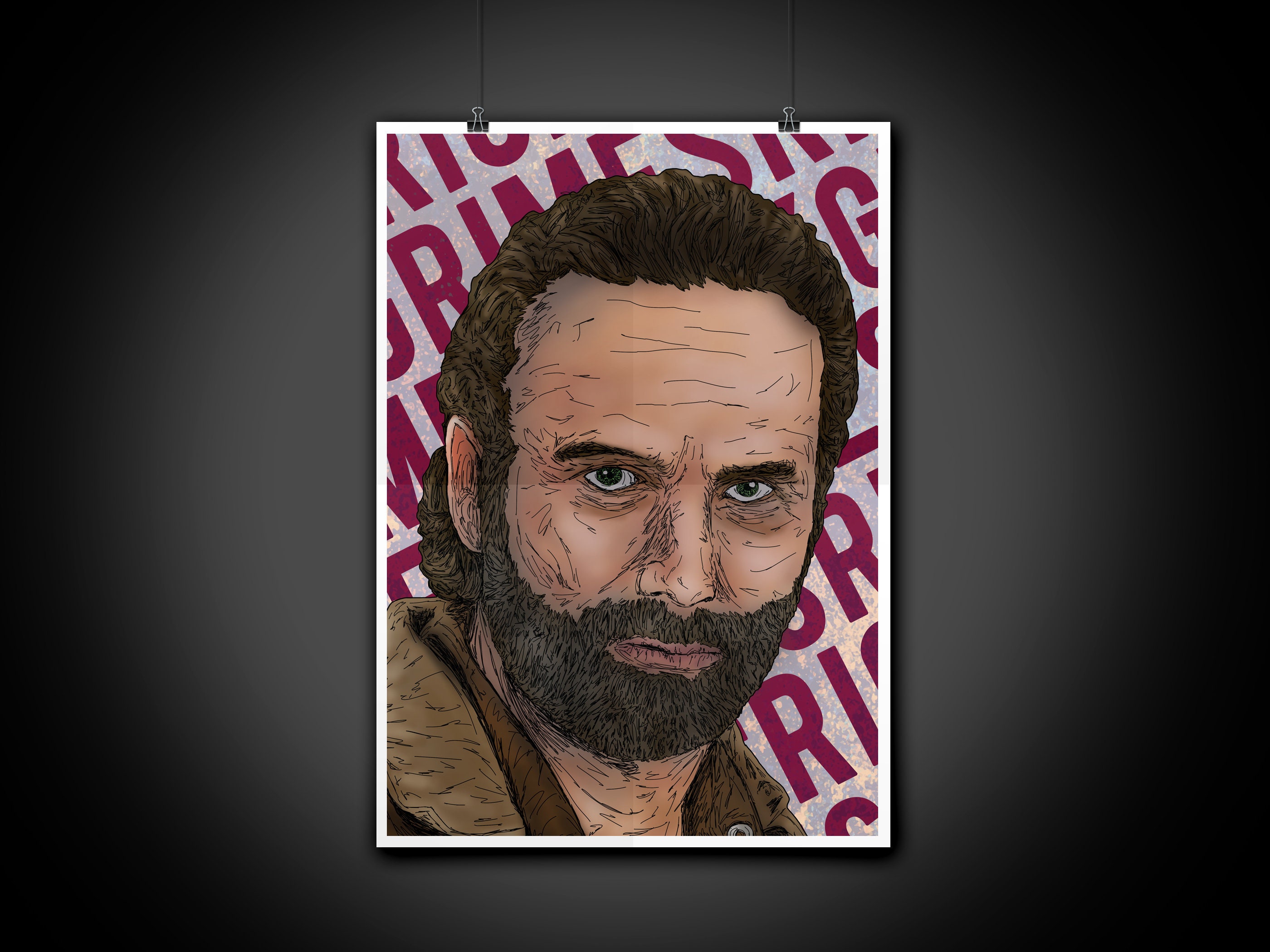 Rick Grimes Color Portrait Art Illustration Print - Etsy