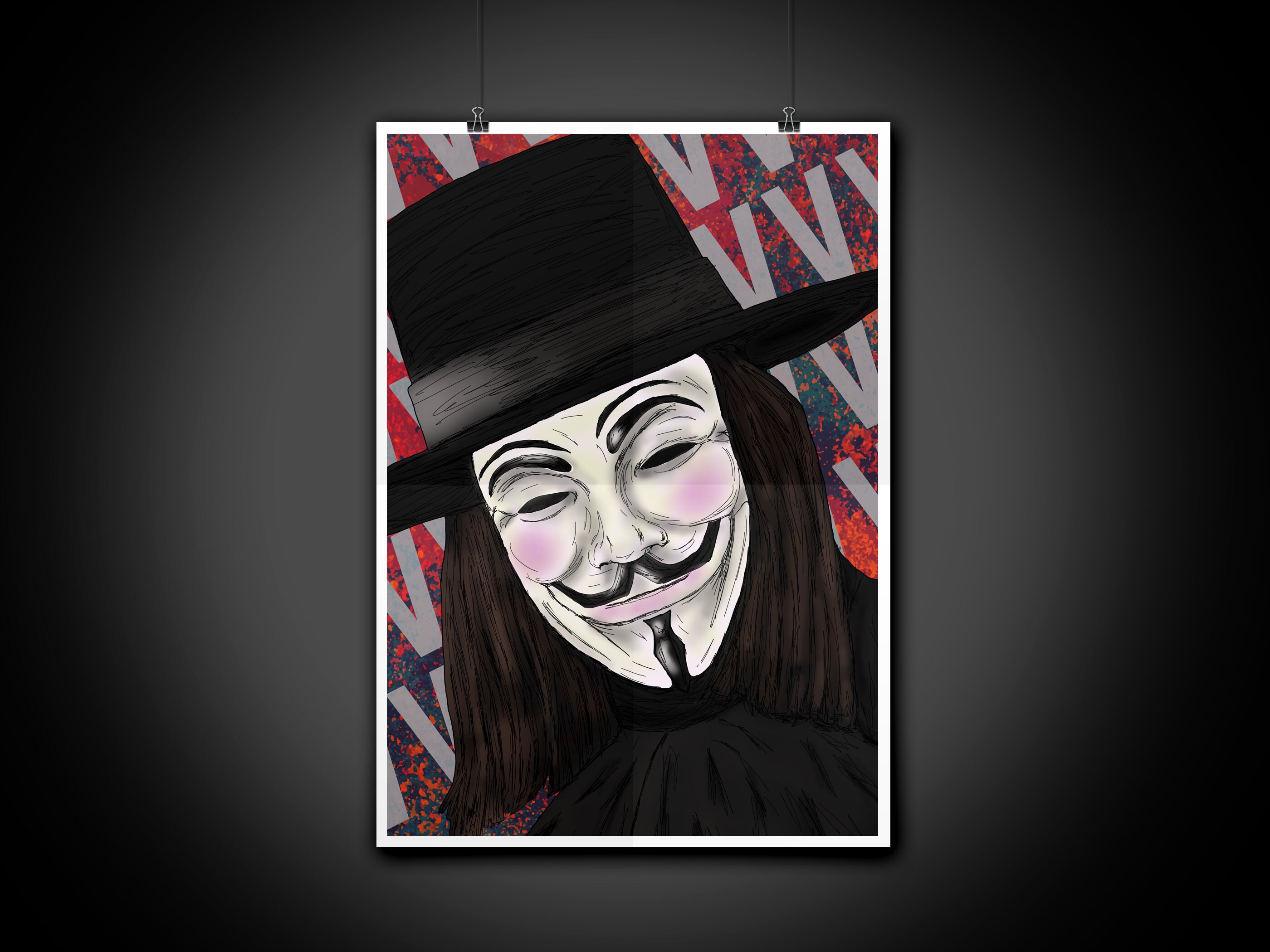 V for Vendetta Color Portrait Art Illustration Print - Etsy