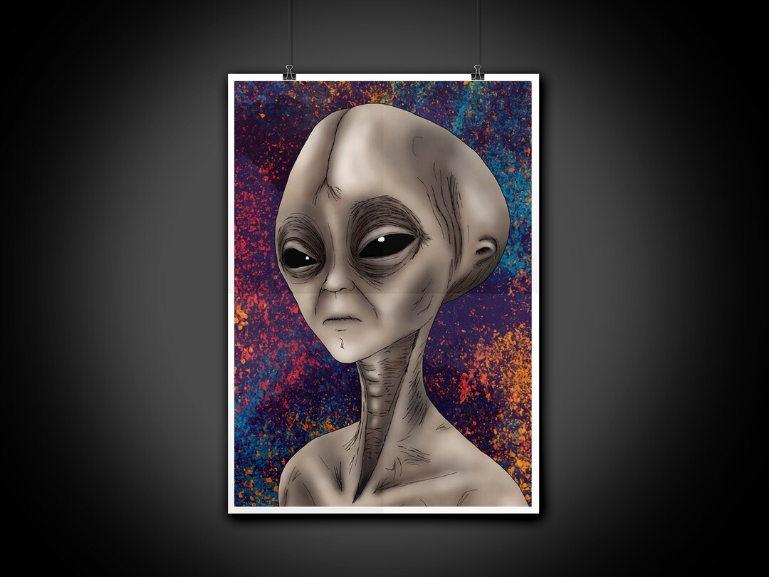 Grey Alien Zeta Space Color Portrait Art Illustration Print - Etsy