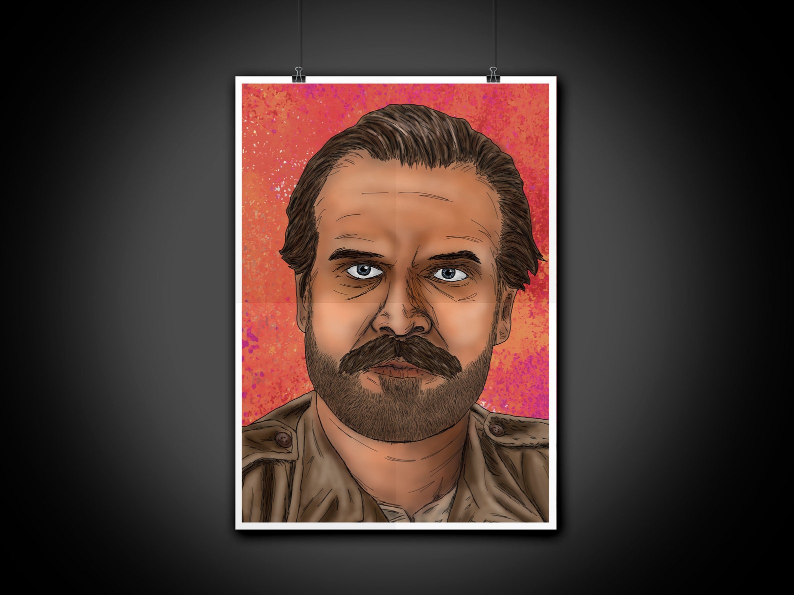Hopper Stranger Things Color Portrait Art Illustration Print - Etsy
