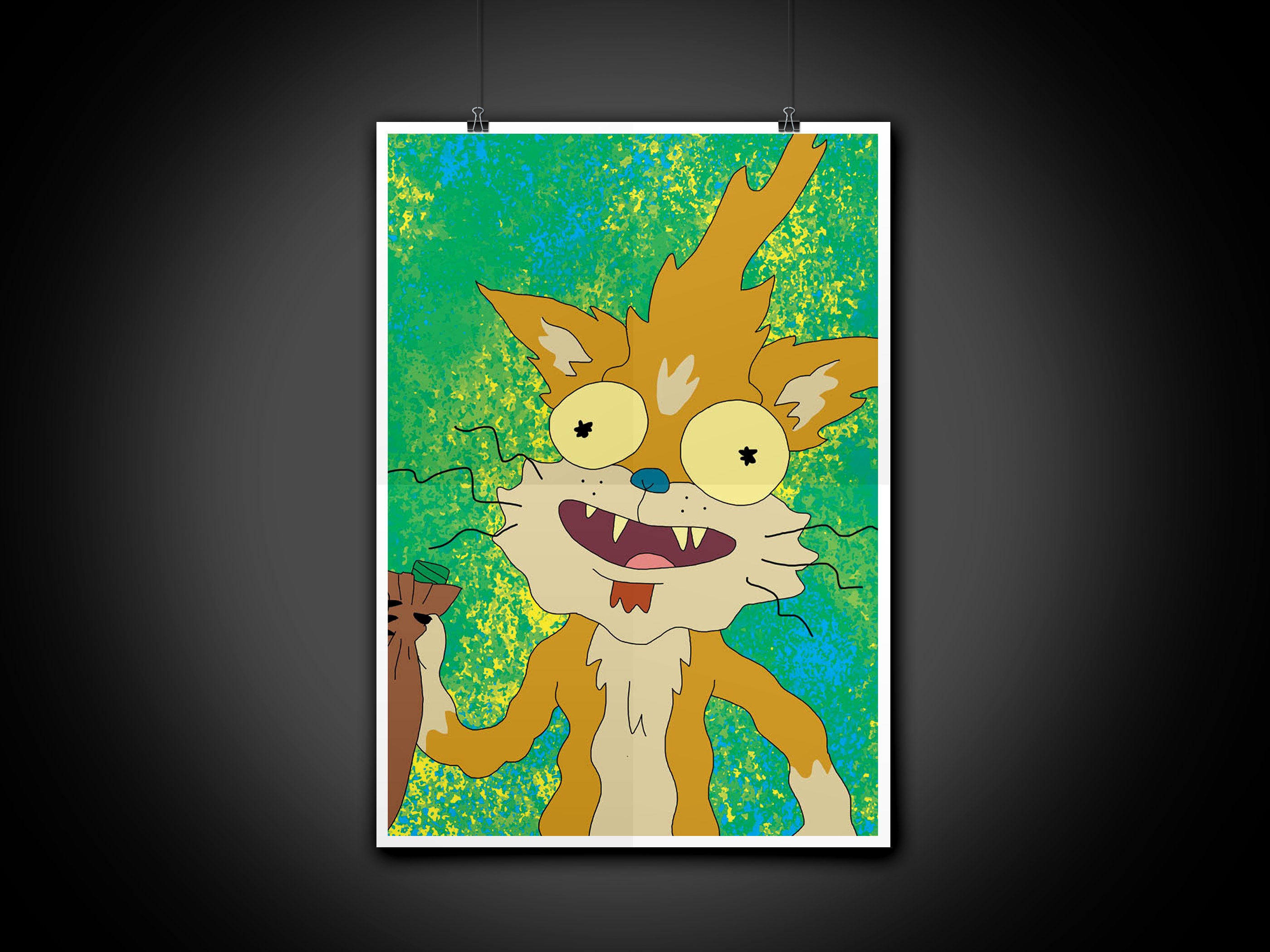 Squanchy Rick and Morty Color Portrait Art Illustration Print Wall Art ...