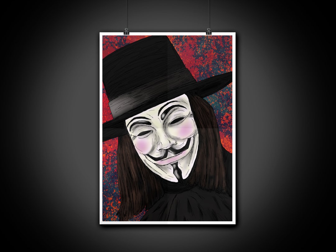 V for Vendetta Color Portrait Art Illustration Print - Etsy