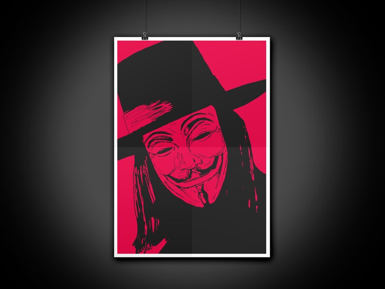 V for Vendetta Color Portrait Art Illustration Print - Etsy