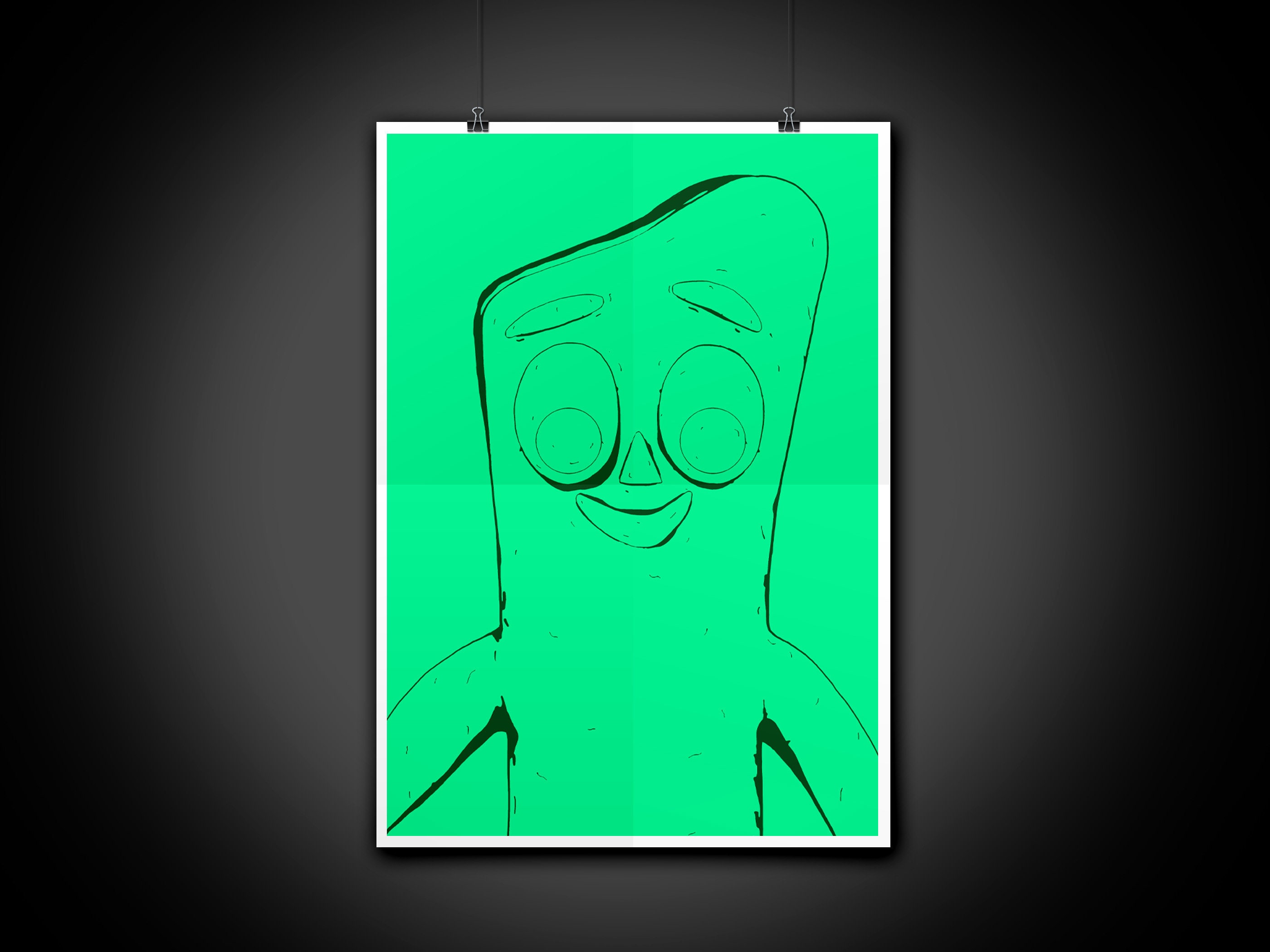 Gumby Color Portrait Art Illustration Print Wall Art Home - Etsy